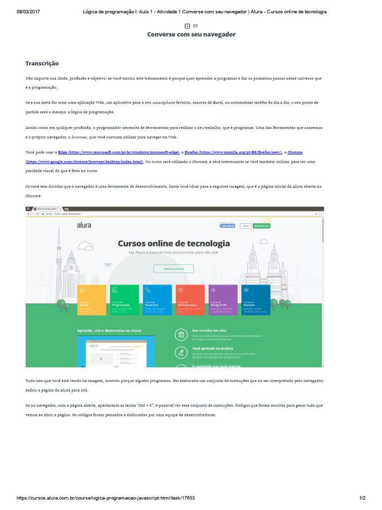 1 - Lógica de Programação I - Aula 1 - Atividade 1 Converse Com Seu ...