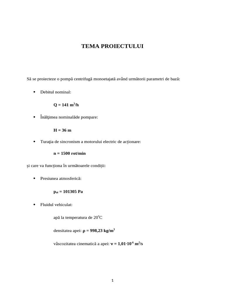 Calcul Pompa Centrifuga Rusu Gabi | PDF