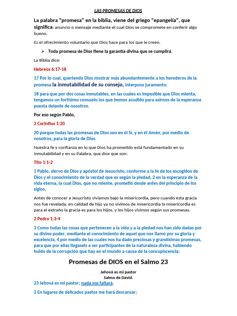 Las Promesas de Dios | PDF