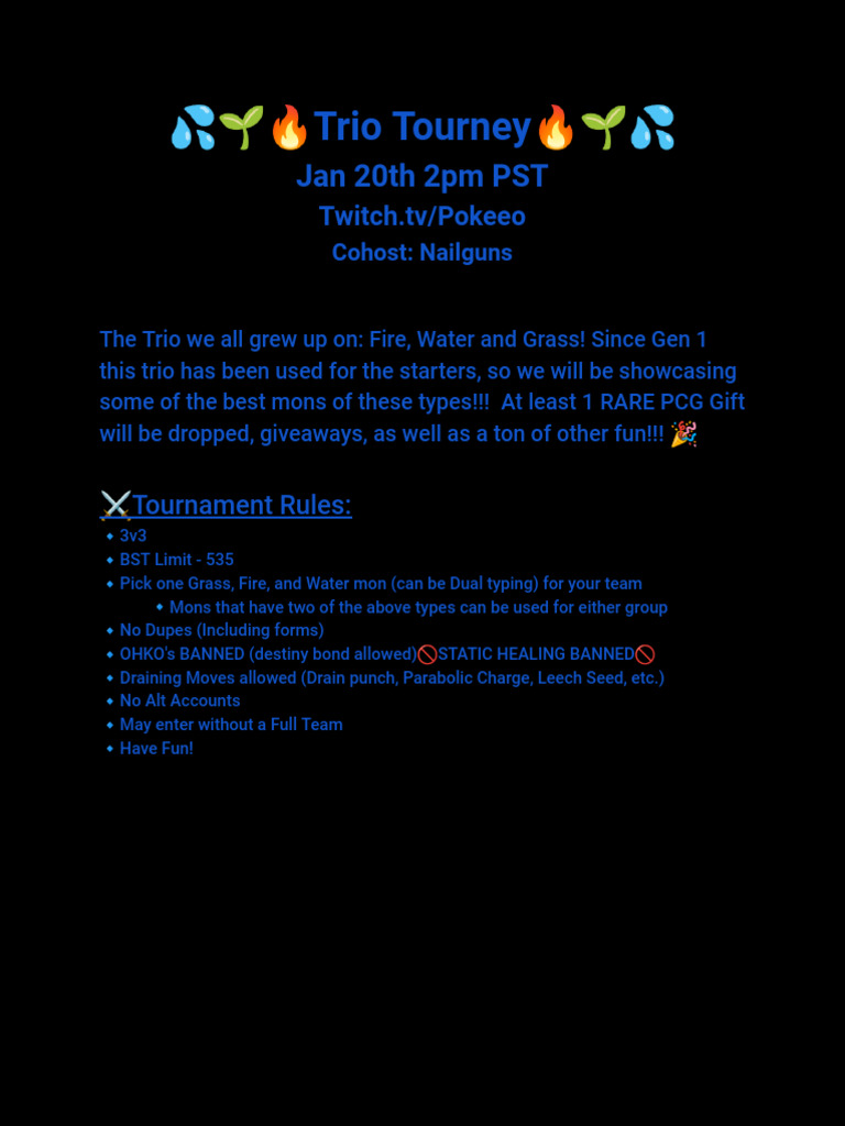 Fire Water Grass Trio Tourney | PDF