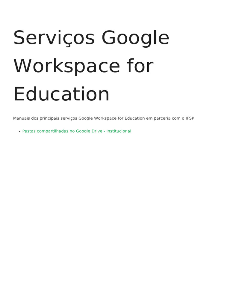 Servicos Google Workspace For Education | PDF