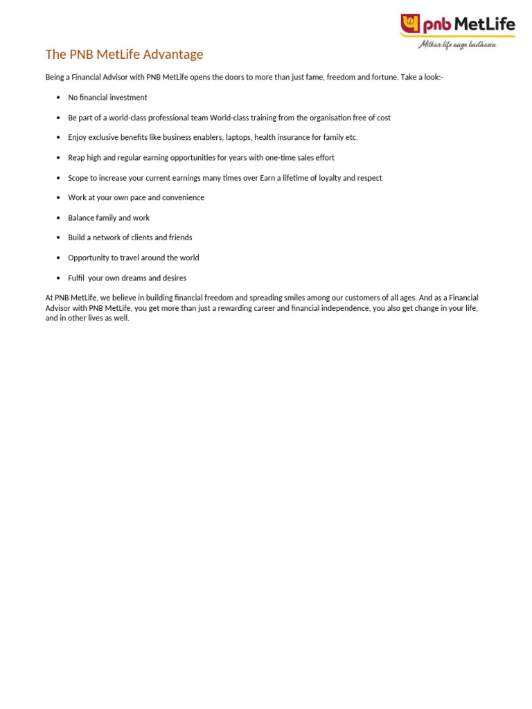 The PNB MetLife Advantage | PDF