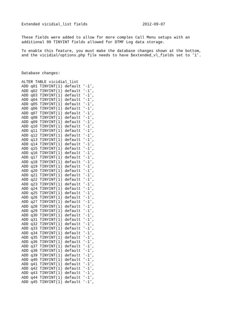 Extended VL Fields | PDF