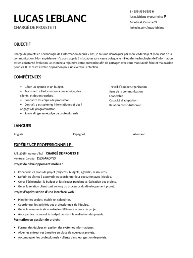 124 Modele CV Canadien | PDF