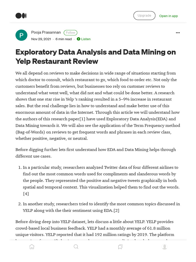 Exploratory Data Analysis and Data Mining On Yelp Restaurant Review ...