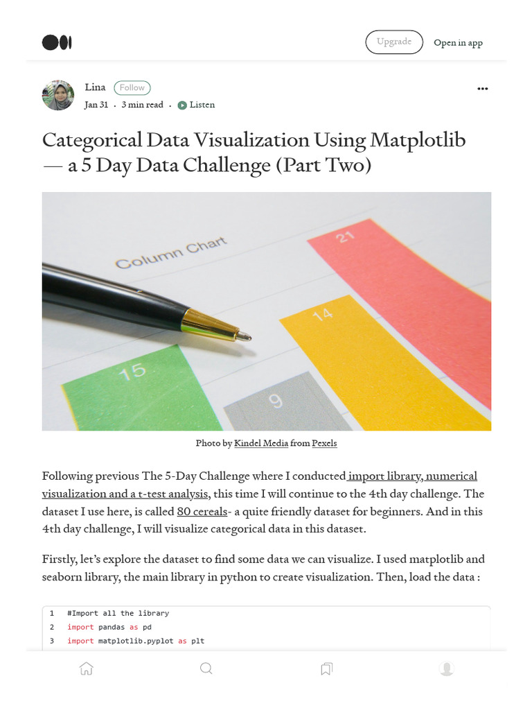 Categorical Data Visualization Using Matplotlib - A 5 Day Data Challenge (Part Two) - by Lina ...