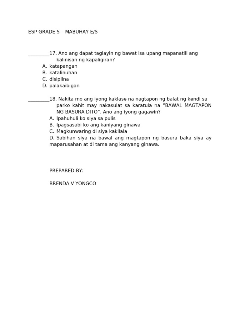 ESP GRADE 5_Q3_PT | PDF
