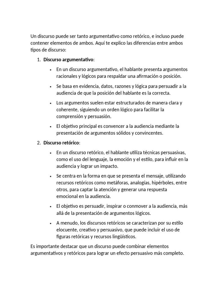 Un Discurso Puede Ser Tanto Argumentativo Como Retórico | PDF