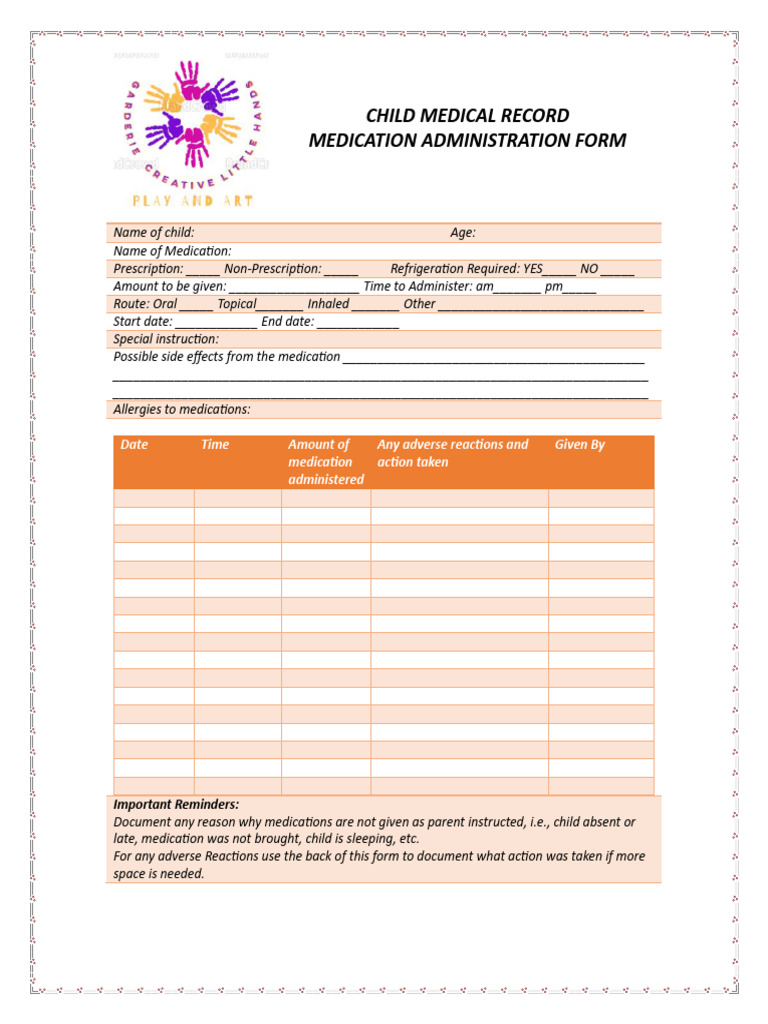 Adminstration Medicament Form | PDF
