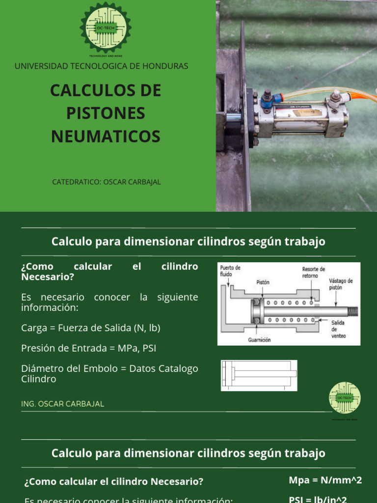 P03 - Calculos Pistones | PDF | Pistón | Pascal (Unidad)