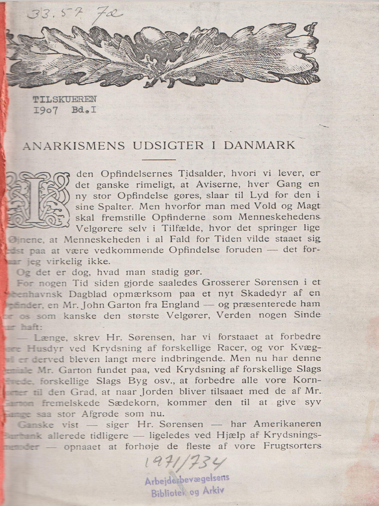 Anarkismens Udsigter I Danmark | PDF