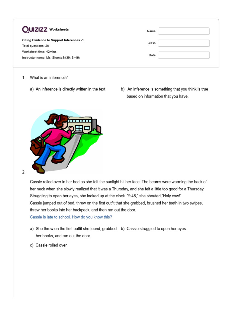 Citing Evidence To Support Inferences | PDF