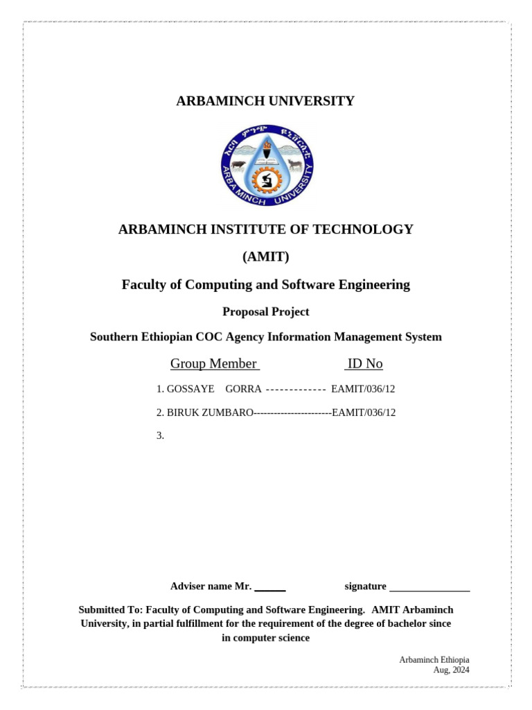 Southern Ethiopian COC Agency Information Management System | PDF
