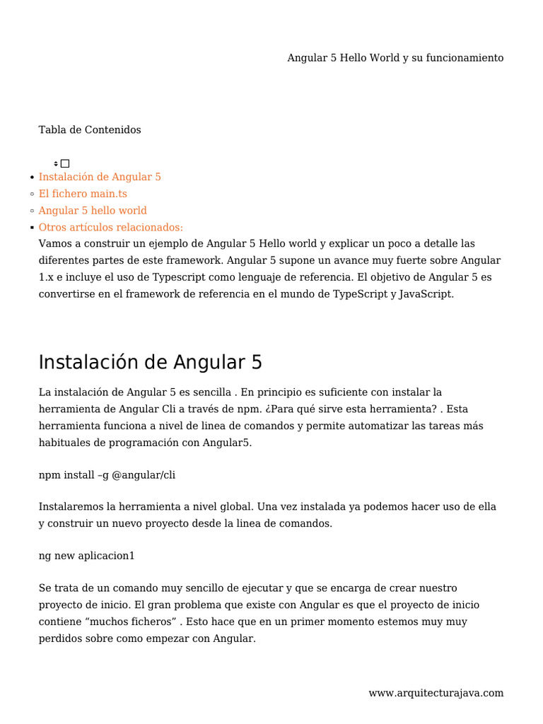 Angular 5 Hello World y Su Funcionamiento | PDF
