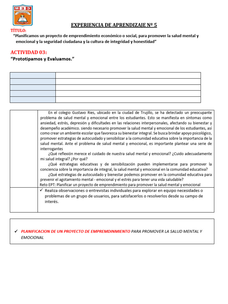 Unidad 05 - Actividad 03-Ept 4º Grado Gustavo Ries | PDF