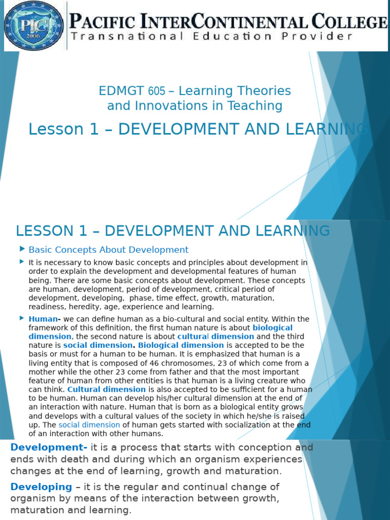 Learning Theories & Development Concepts | PDF | Learning | Perception
