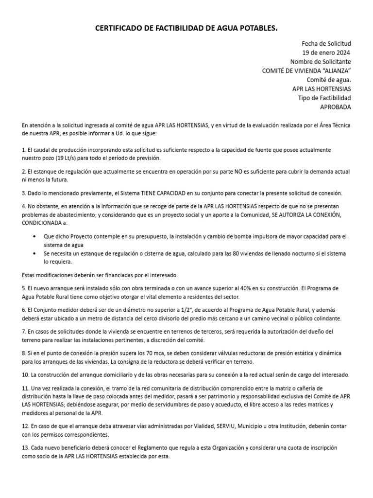 Informe de Factibilidad | PDF | Agua