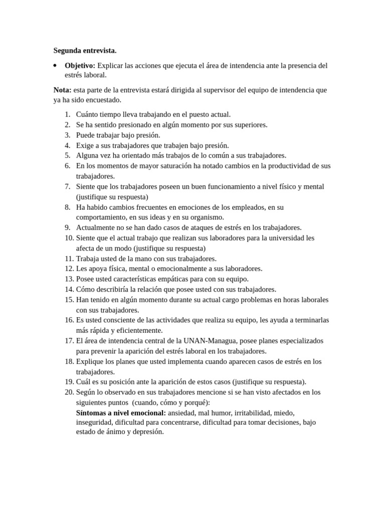 Segunda entrevista | PDF