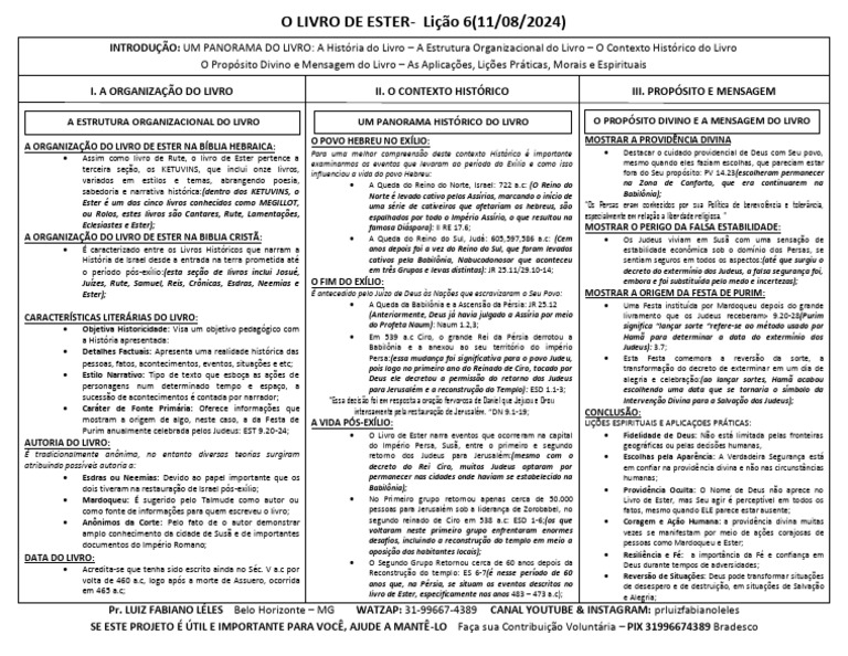 Lição 6 - O Livro de Ester | PDF