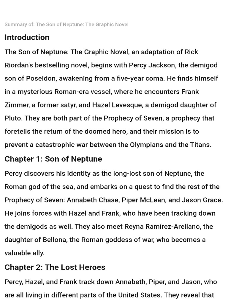 The Son of Neptune - The Graphic Novel | PDF