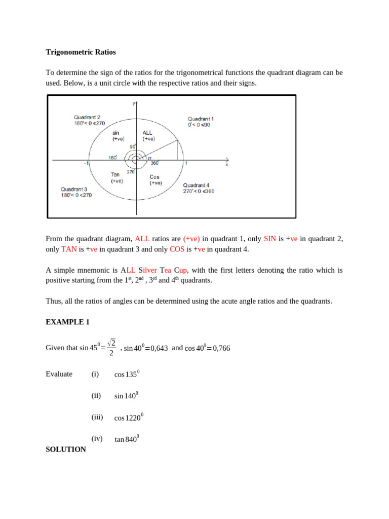 Trigonometric Ratios | PDF