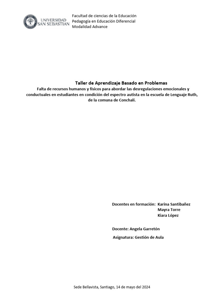 Informe ABP - Karina Santibañez, Mayra Torre, Kiara López | PDF