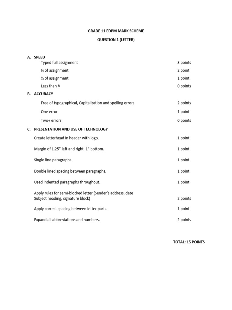 Grade 11 Mark Scheme | PDF | Paragraph | Publishing