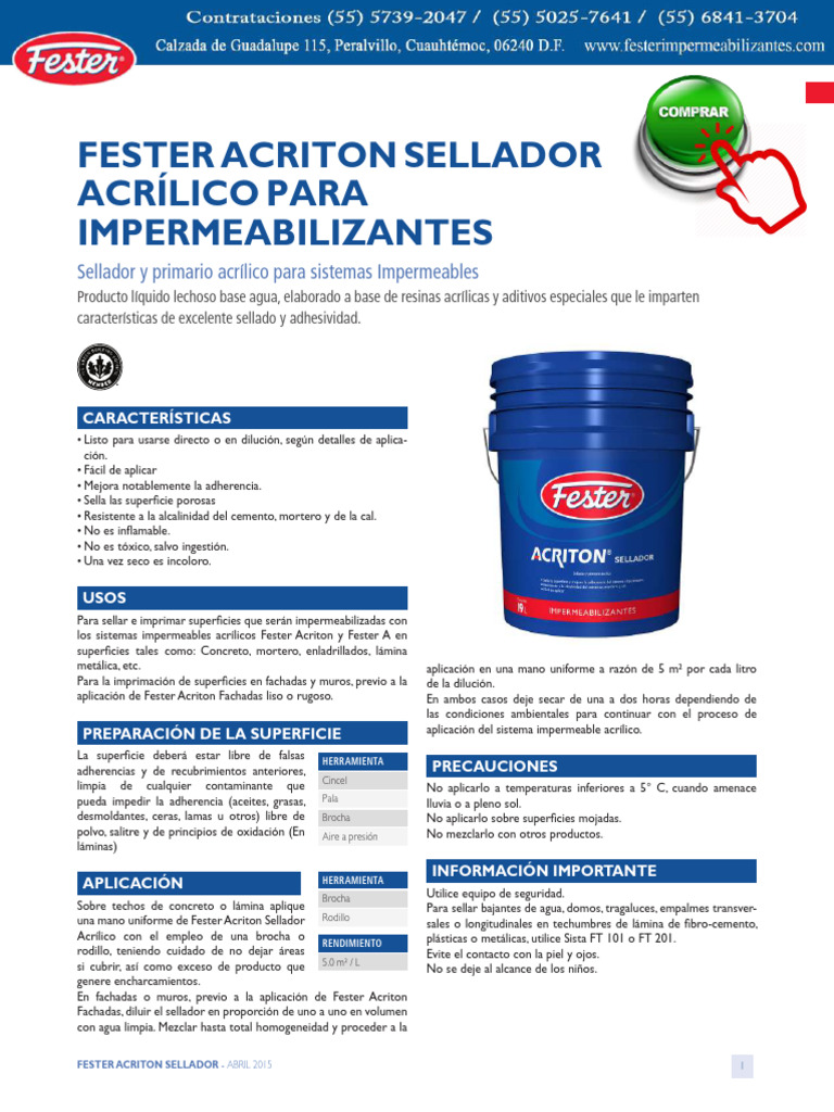 Primario Fester-Acriton-Sellador-Acrilico-Ficha-Técnica | PDF