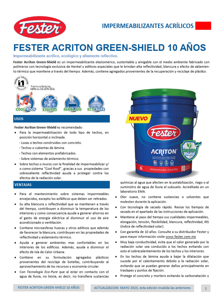 Fester Acriton Green Shield 10A Enero 2024 | PDF