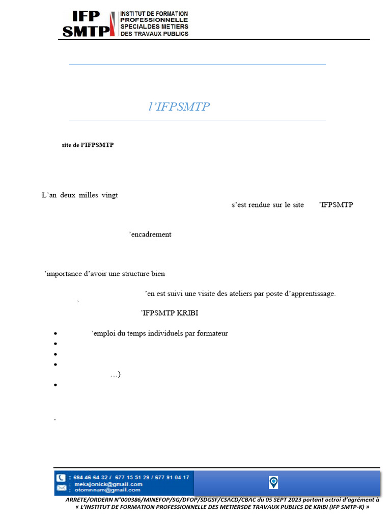 Compte Rendu Visite DD Minfop Kribi | PDF