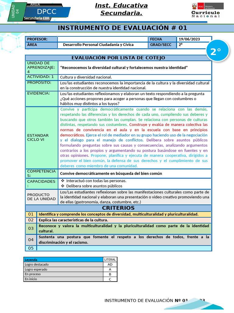 2º DPCC - LC Act.1 Uni 4 - Sem 01 | PDF