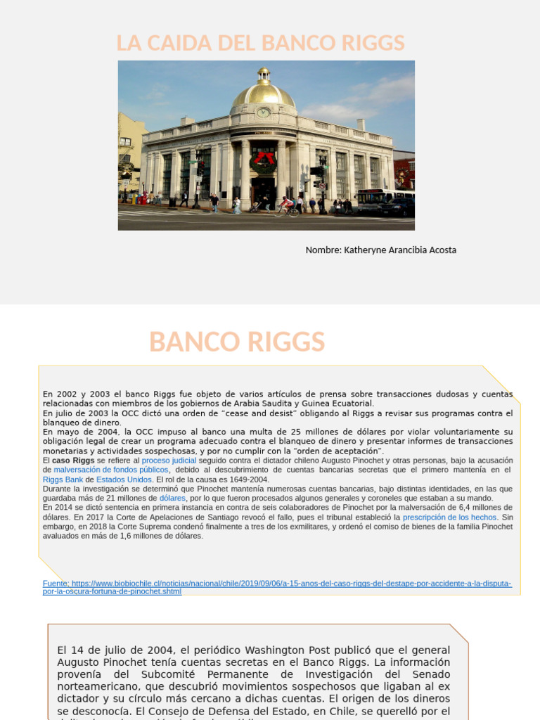 Banco Riggs | PDF | Augusto Pinochet | Dinero