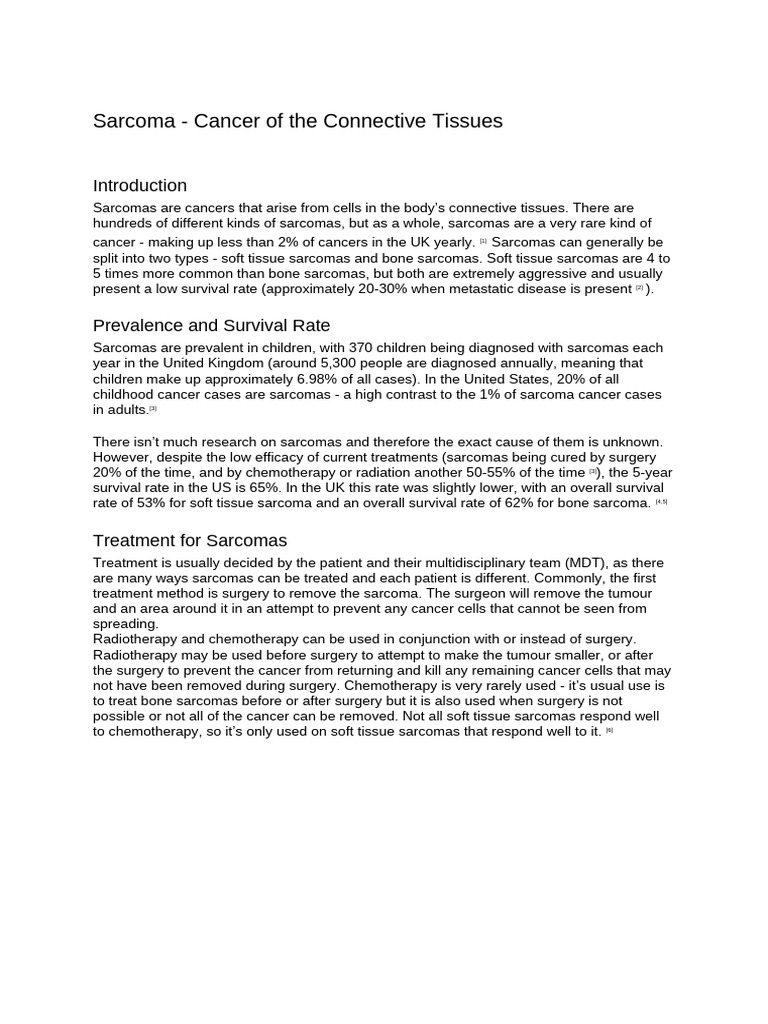 Sarcoma - Cancer of Connective Tissues | PDF