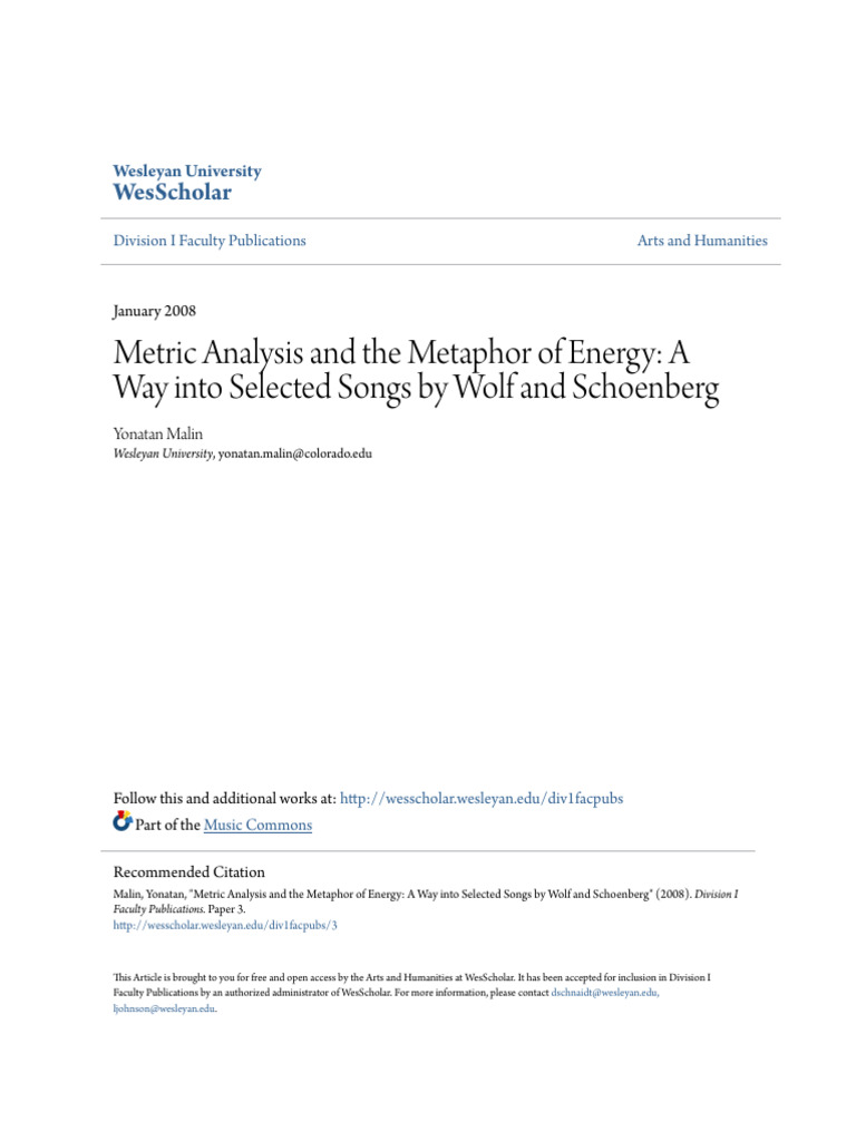 Metric Analysis and The Metaphor of Energy - A Way Into Selected S | PDF | Rhythm | Metaphor