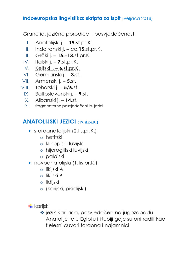 Indoeuropska, Skripta | PDF