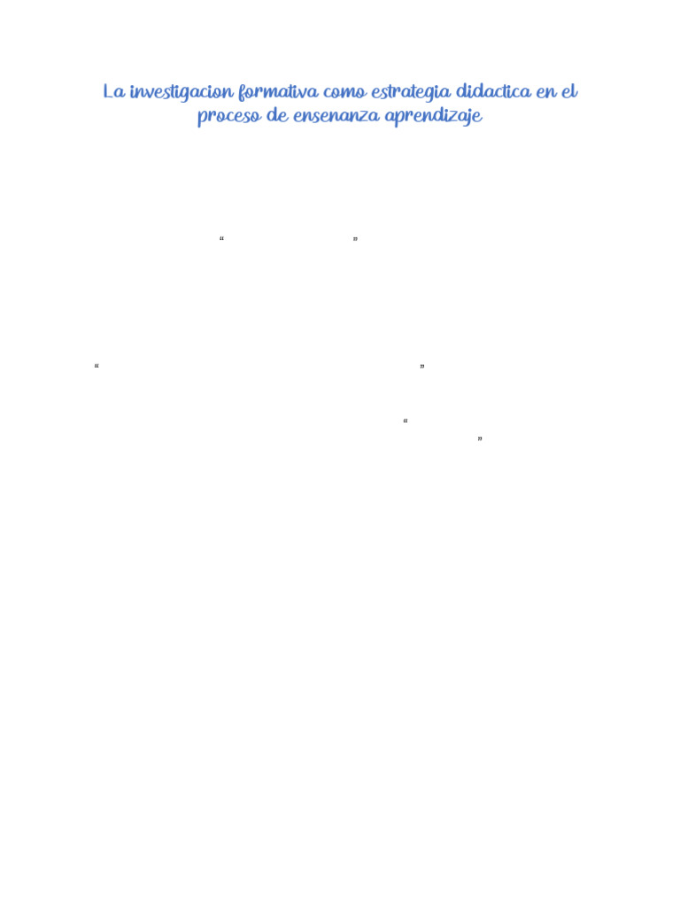 La Investigación Formativa Como Estrategia Didáctica en El Proceso de Enseñanza Aprendizaje | PDF