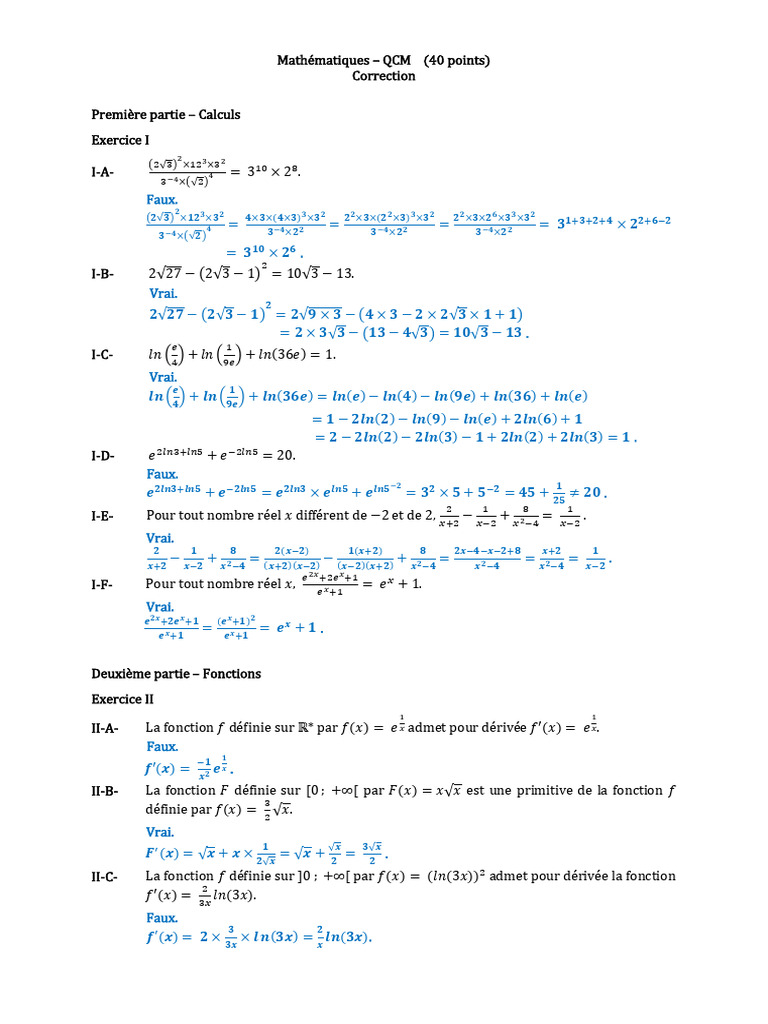 QCM Correction 2024 | PDF | Teaching Methods & Materials