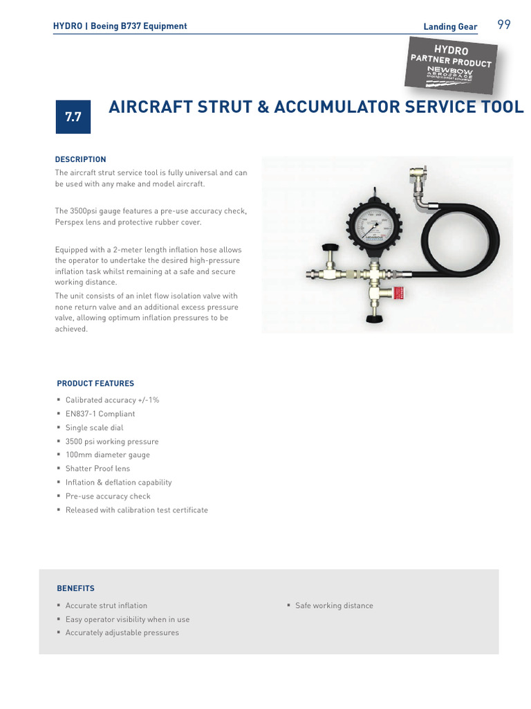 Hydro - B737 - Inflation - Strut Service - Tool | PDF