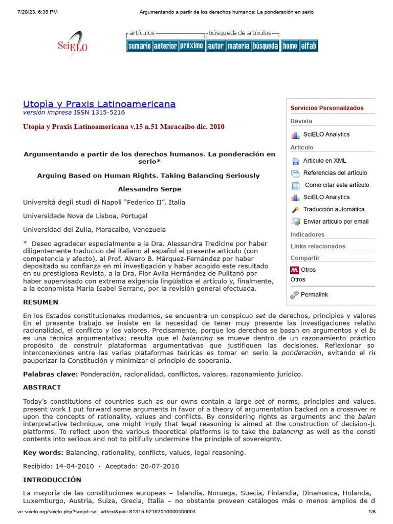 Argumentando A Partir de Los Derechos Humanos - La Ponderación en Serio | PDF