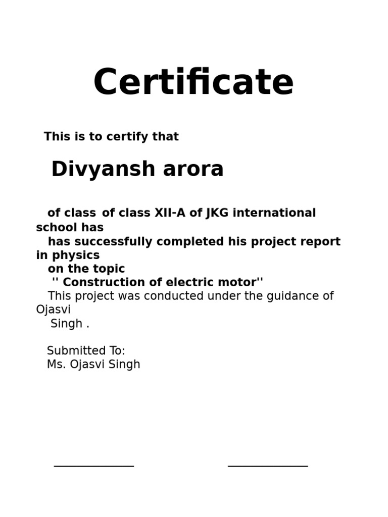 Physics Certificate | PDF