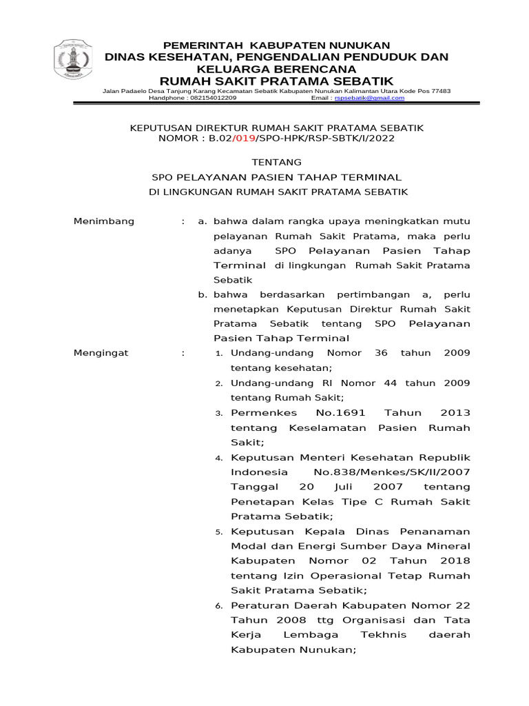 SPO Pasien Tahap Terminal | PDF