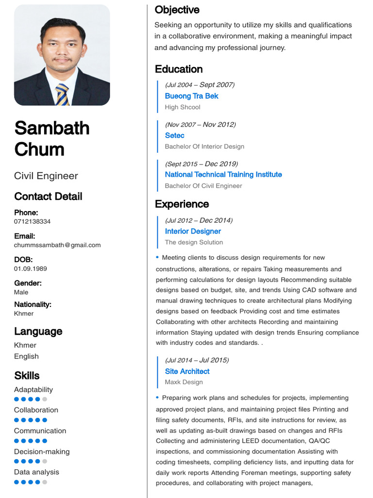 Sambath Resume 369 | PDF