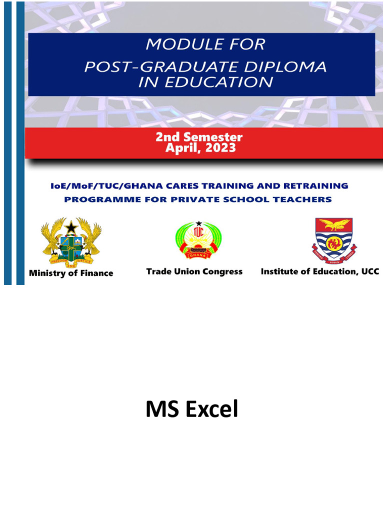 EPS712 Computer Application in Education - MS Excel | PDF
