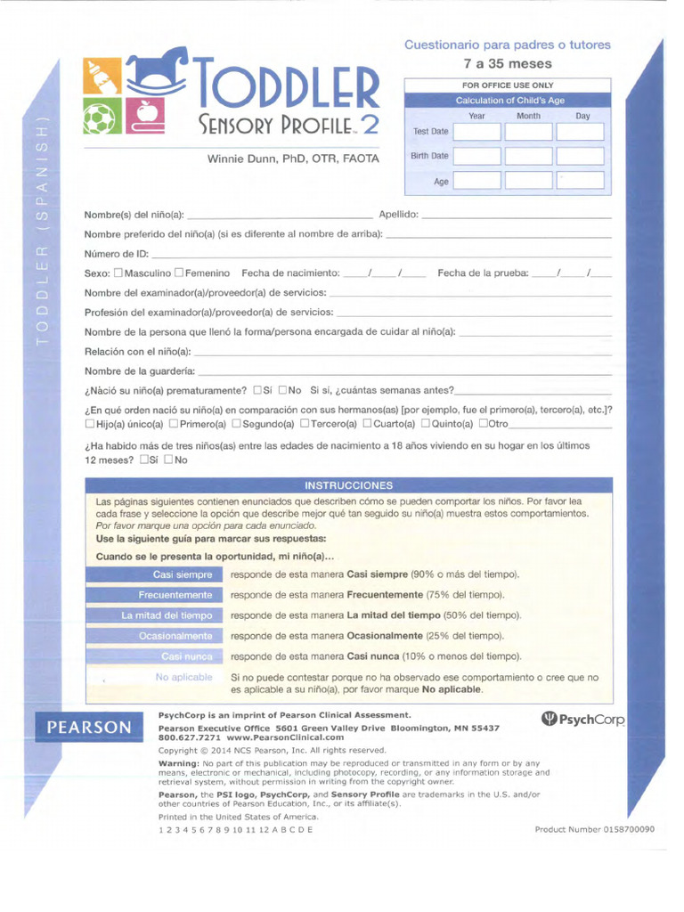 Toddler Sensory Profile 2 7-35 | PDF
