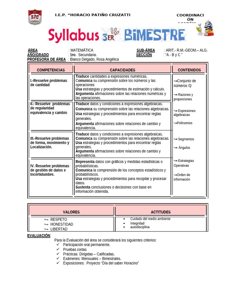 Syllabus III Bim | PDF