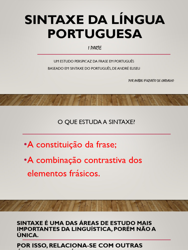 resumo SINTAXE DA LÍNGUA PORTUGUESA 3 ANO | PDF