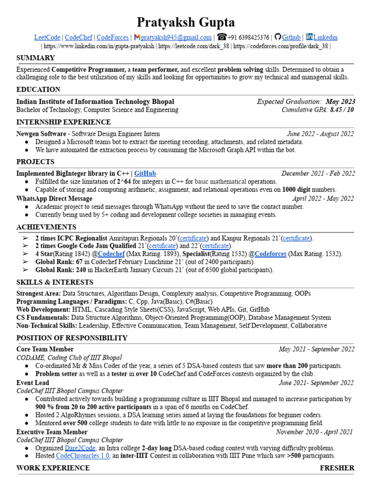 Pratyaksh Gupta Resume | PDF