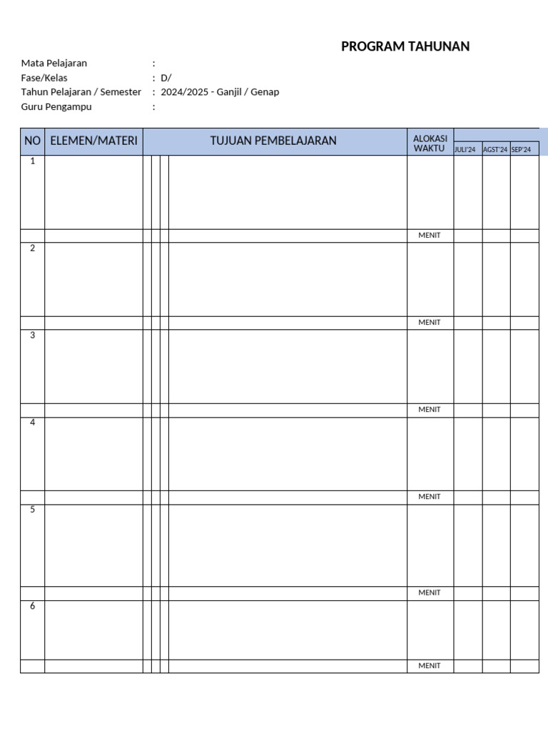 3.format Program Tahunan, PRG Sememester TP 24-25 | PDF