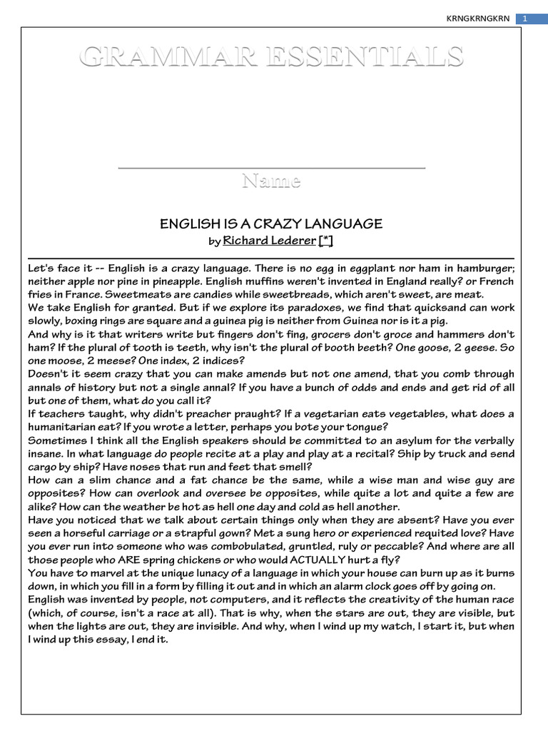 Grammar Essentials 1 | PDF