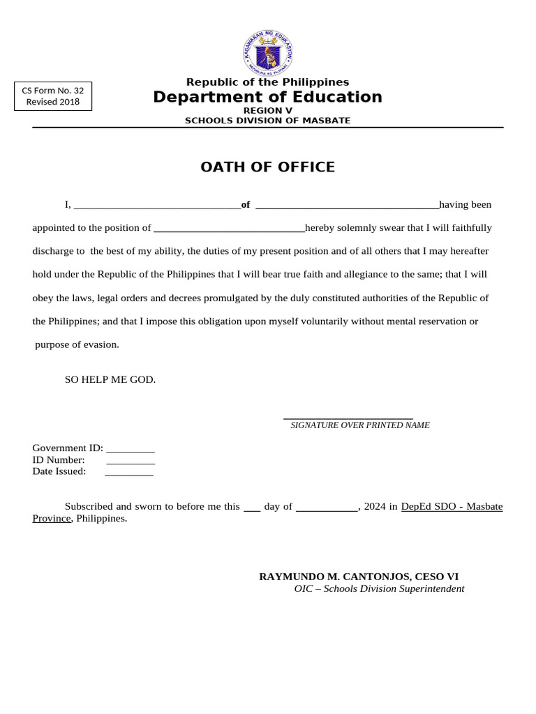 SAMPLE Oath of Office | PDF